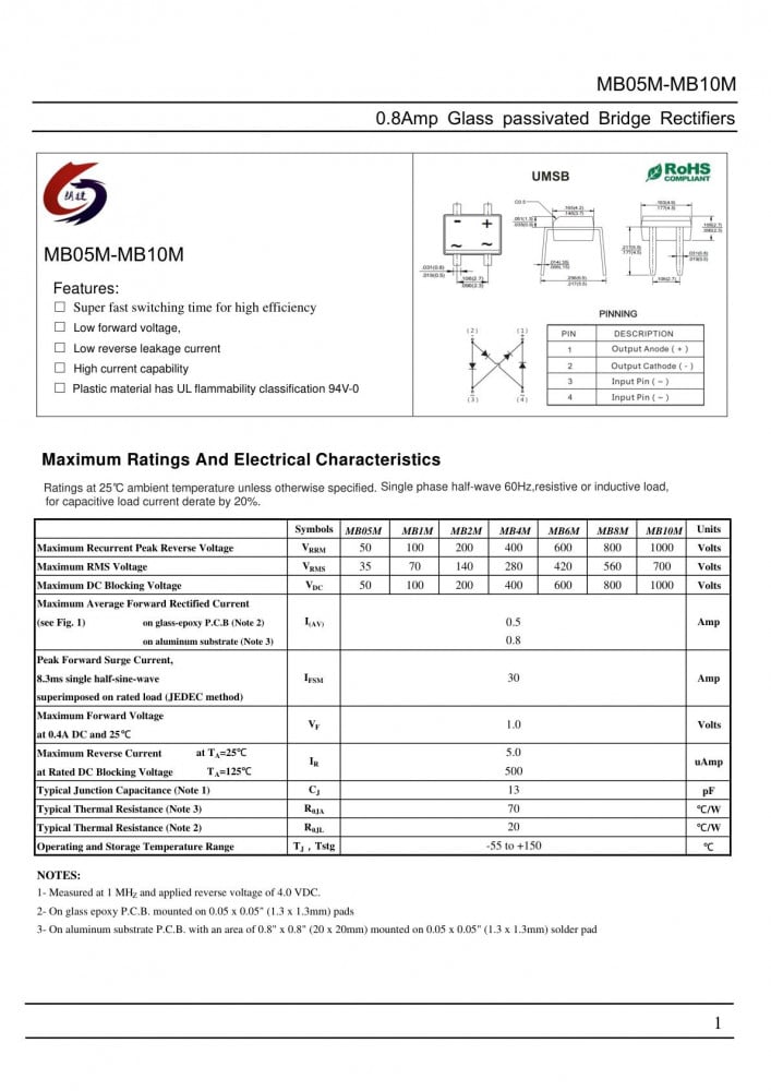 LangJie MB10M datasheet page 1