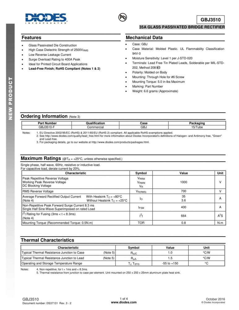 GBJ3510-F datasheet page 1