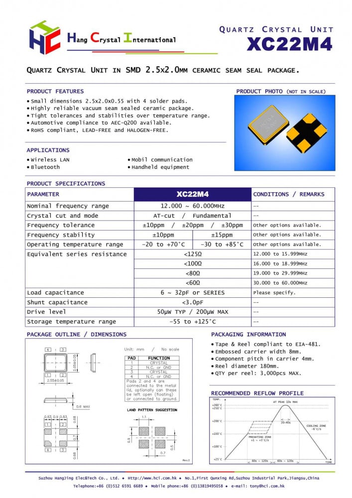 HCI XC22M4 technical document preview