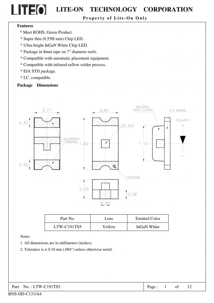 LTW-C191TS5 datasheet page 2