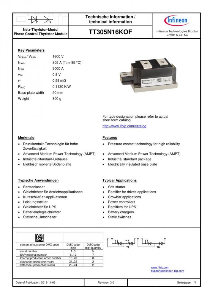 TD305N16KOF datasheet page 1