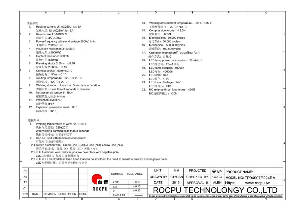 TP94007P224RA specification page 2