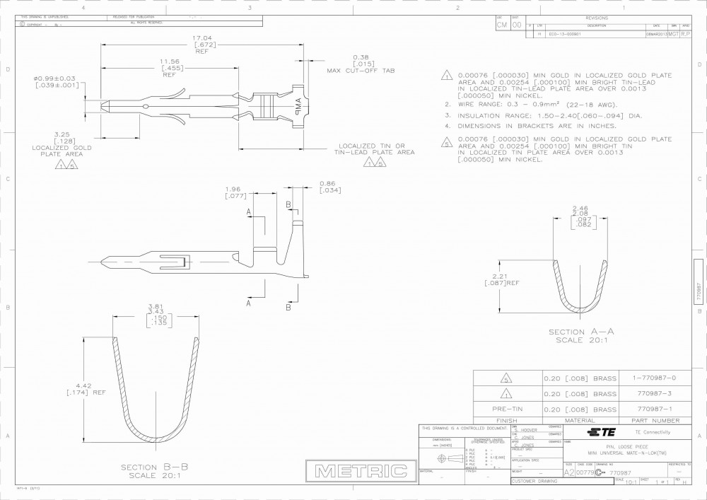 TE Connectivity 770987-3 controlled drawing preview