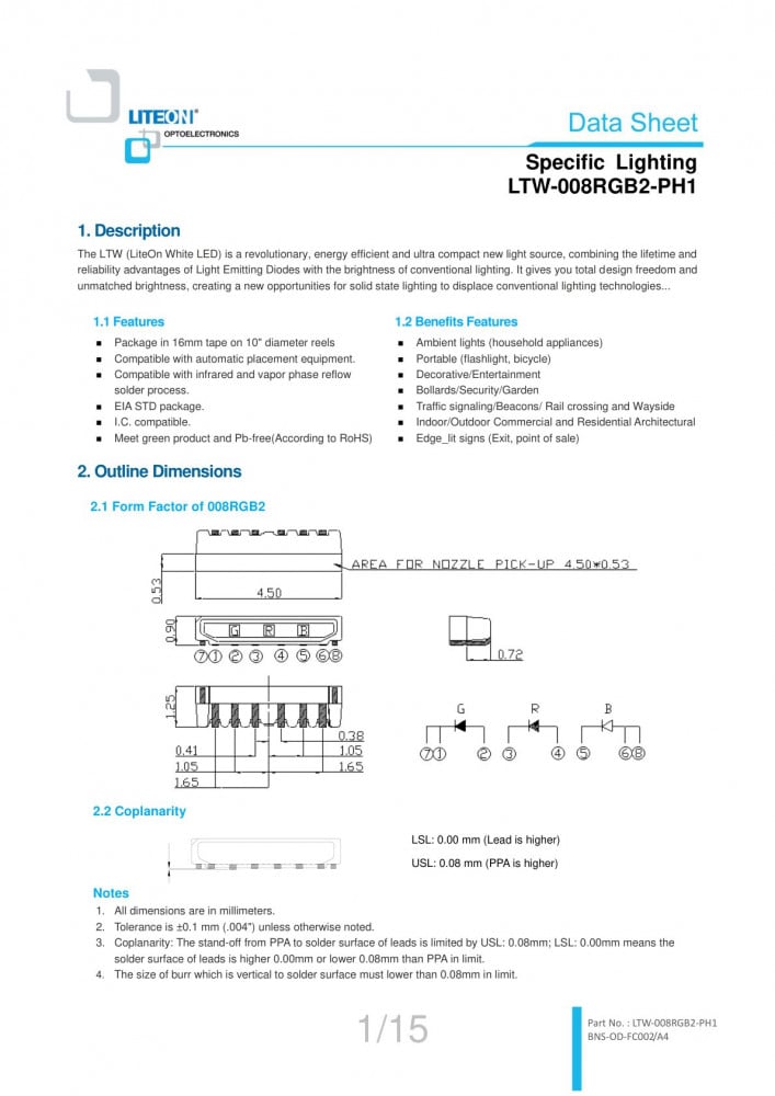 LTW-008RGB2-PH1 datasheet page 2