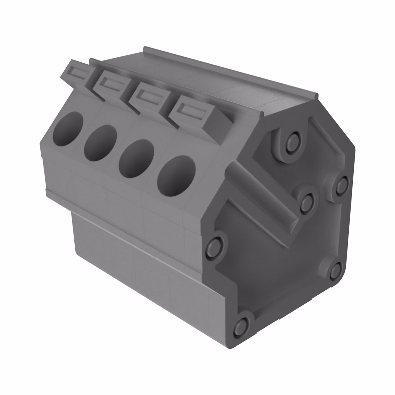 5.00mm Pitch, Eurostyle Fixed-Mount Push-Button Terminal Block, 45° Modular Luminaire, 10A, 26-14 AWG, Light Gray, 4 Circuits for sale