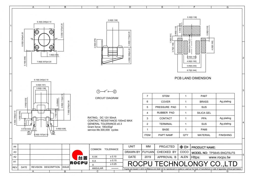 TPS645-SNQ70LFS technical drawing preview