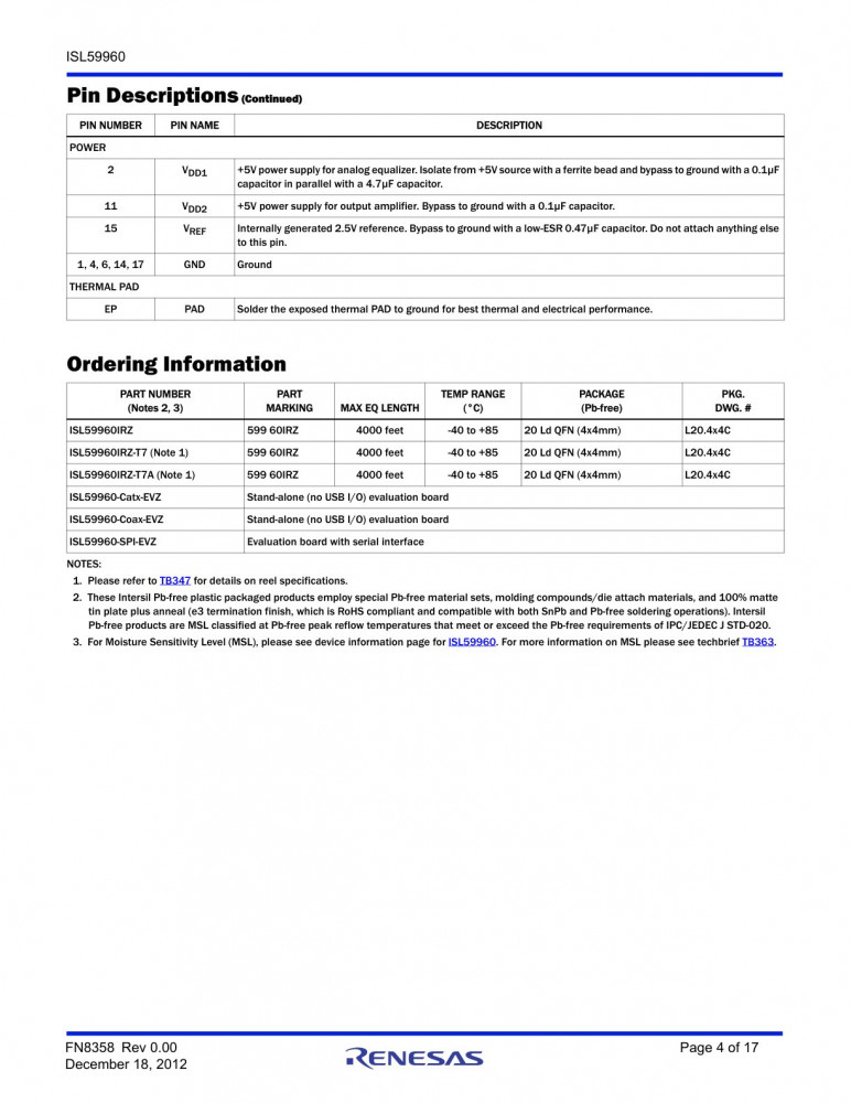 ISL59960 datasheet page 4