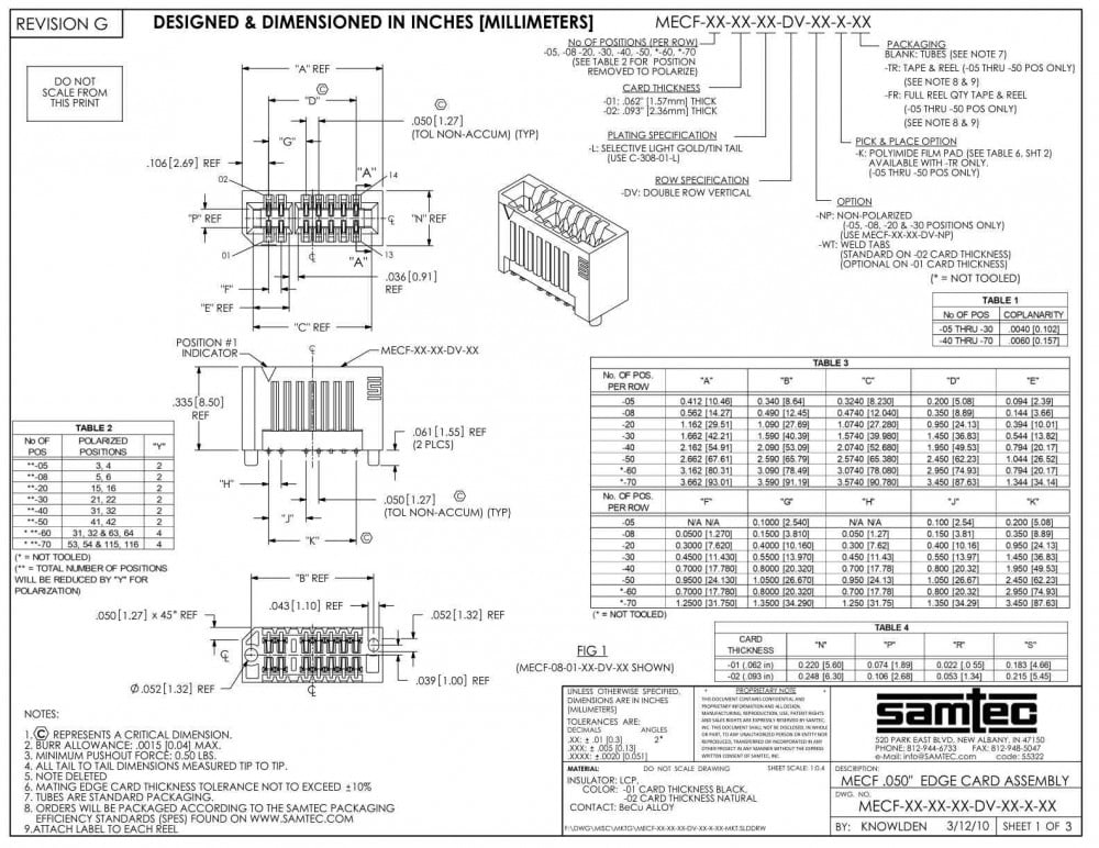 Samtec MECF drawing page 1