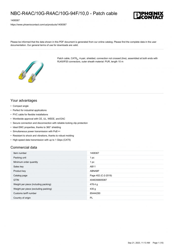Phoenix Contact 1408367 document page 1