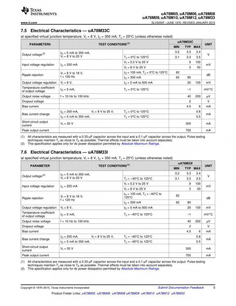 UA78M05MJG/B datasheet page 5