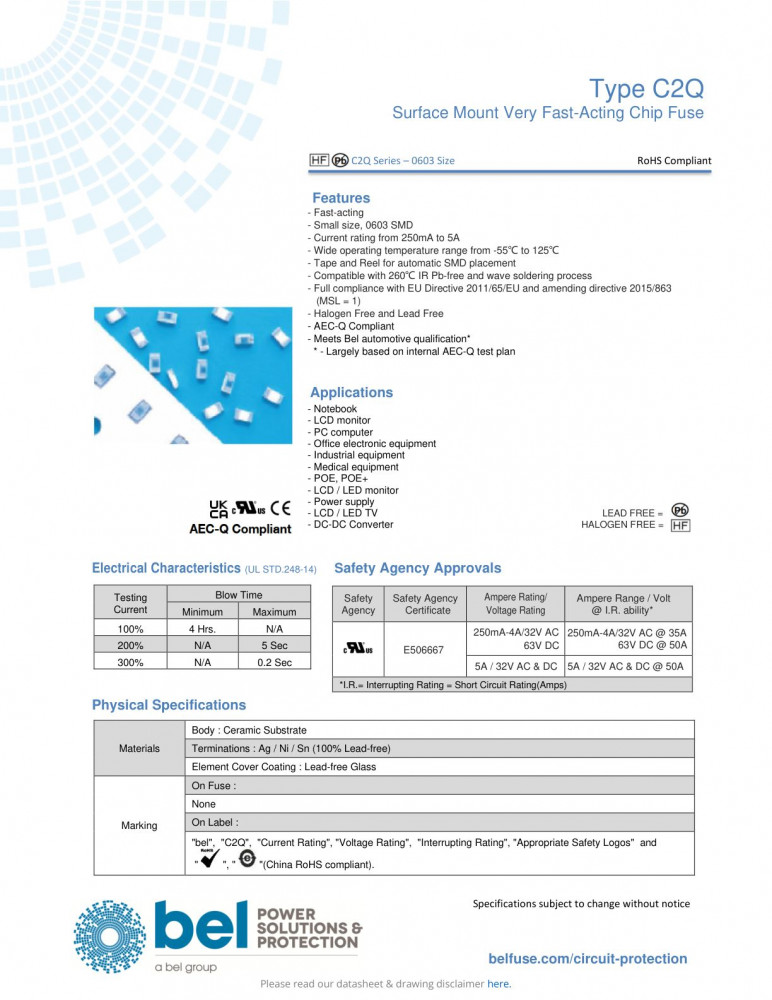 C2Q series datasheet page 1