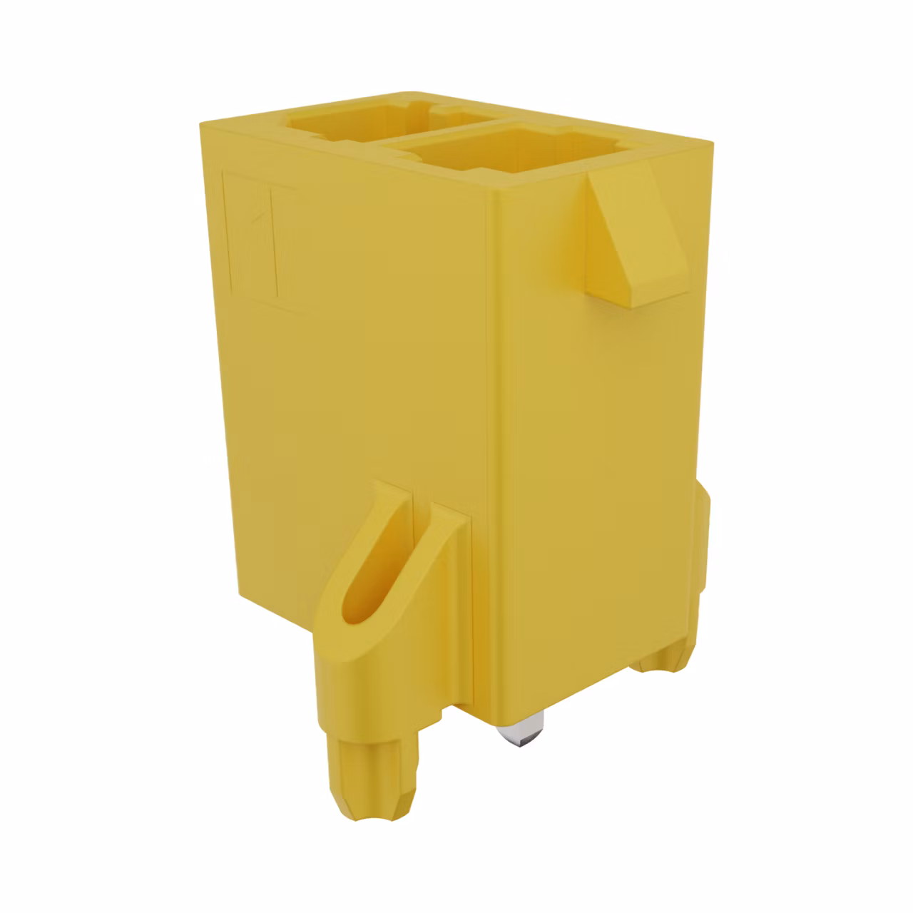 Mega-Fit ColorLock Vertical Header with Crush Pegs, 5.70mm Pitch, Through Hole, Dual Row, 2 Circuits, Matte Tin (Sn) Plating, 3.73mm Tail Length, Glow-Wire Capable, Tray, Yellow for sale