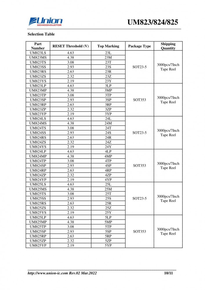UM823MP datasheet page 10