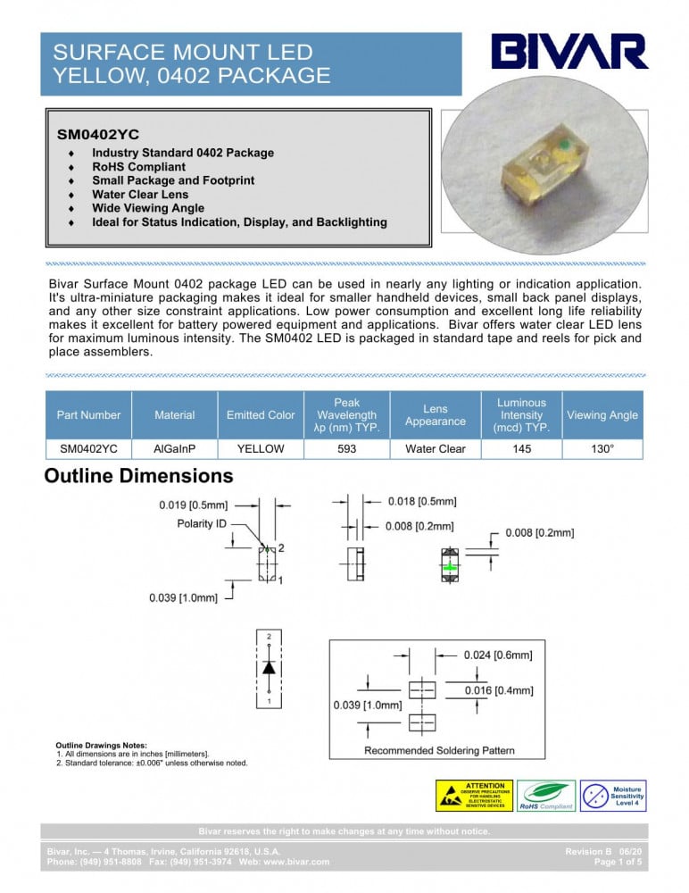 BIVAR SM0402YC datasheet page 1