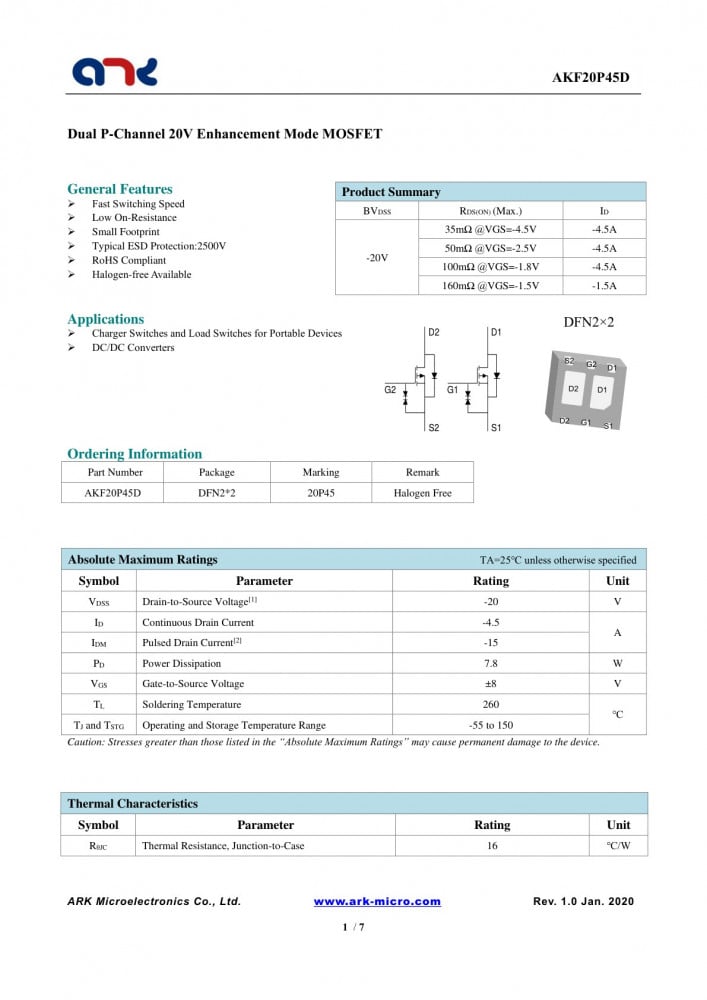 AKF20P45D datasheet page 1