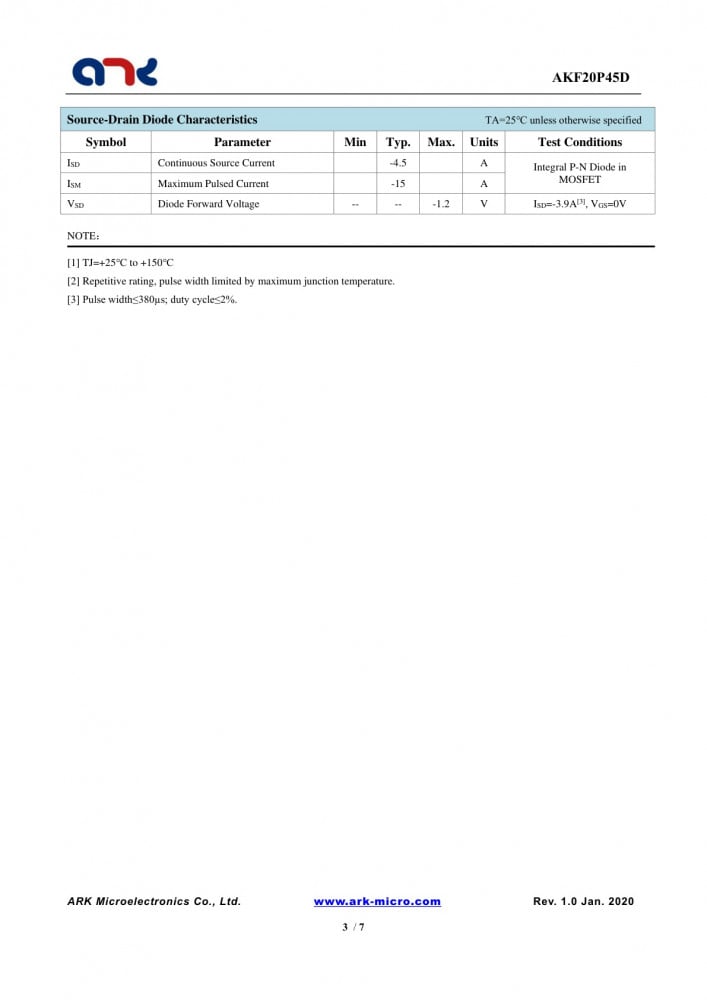 AKF20P45D datasheet page 3