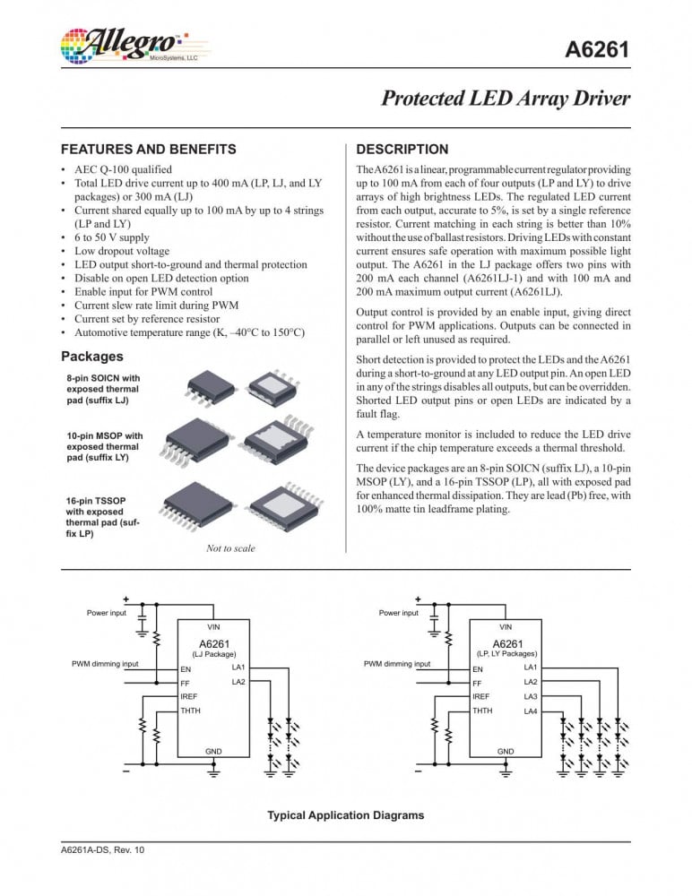 A6261 datasheet page 1