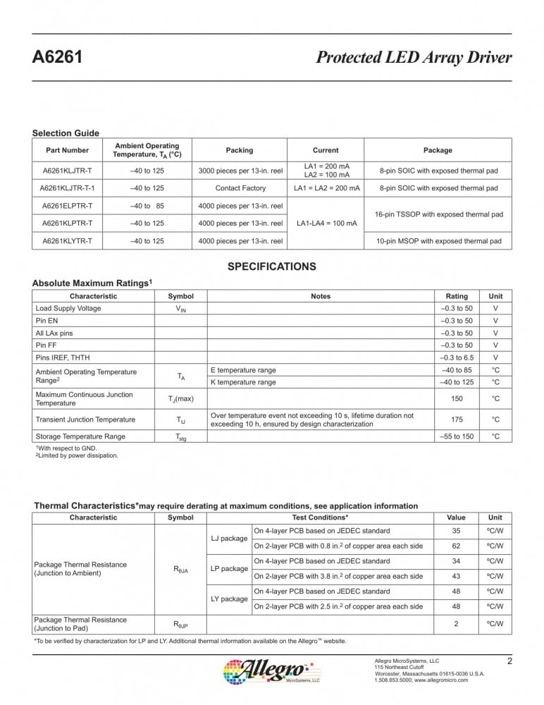 A6261 datasheet page 2