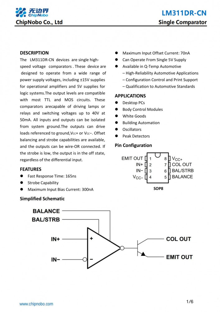 LM311DR-CN datasheet page 1