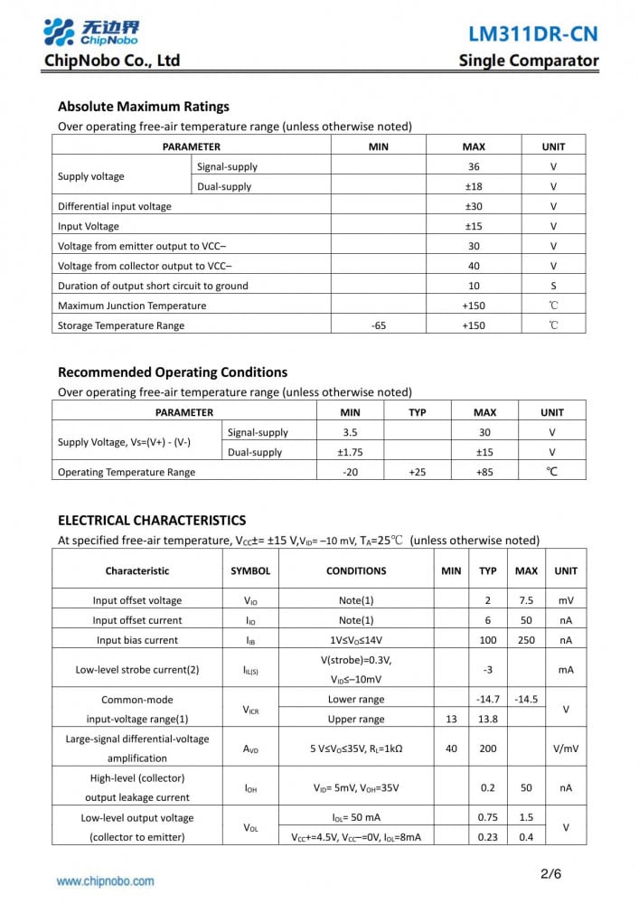 LM311DR-CN datasheet page 2