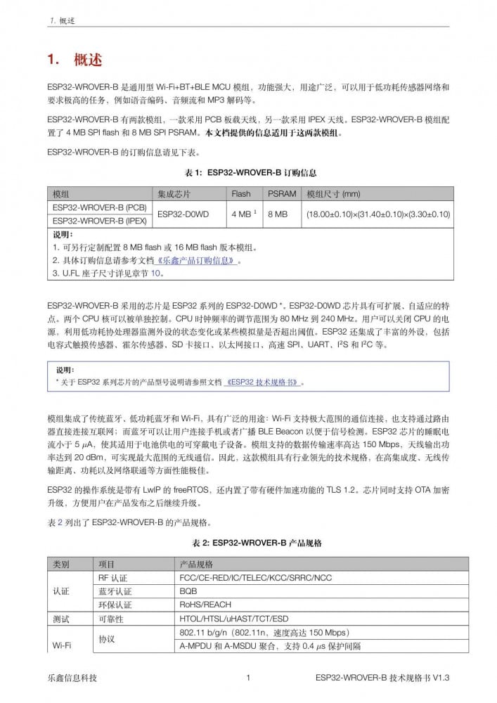 ESP32-WROVER technical document page 6