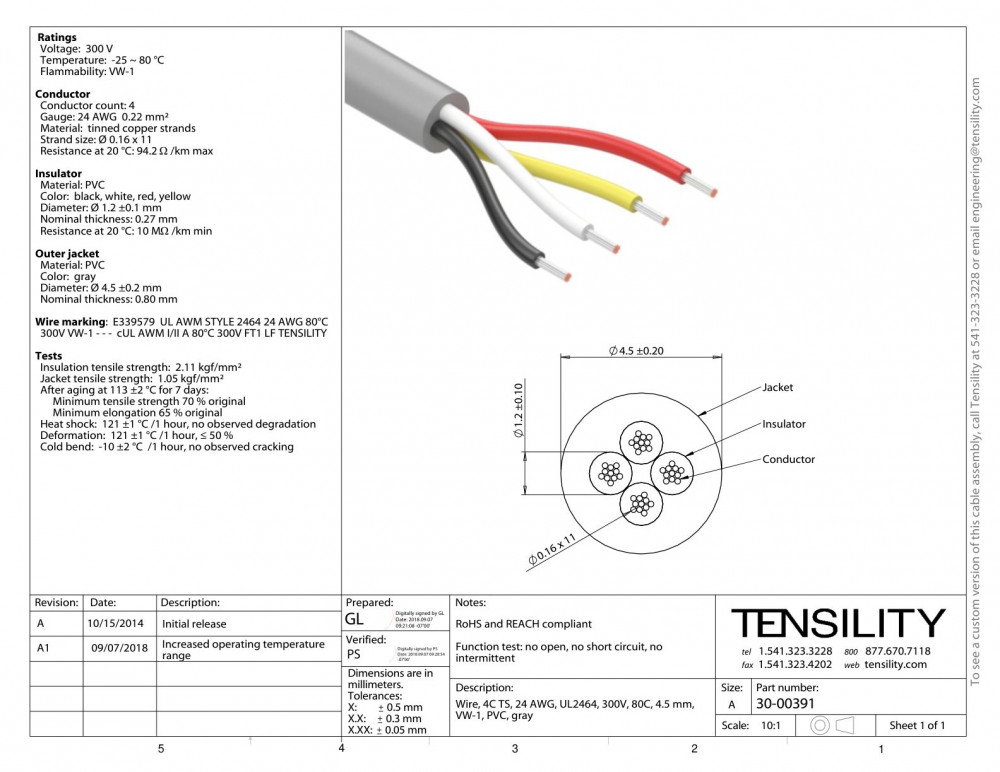 Tensility International 30-00391 product drawing and specification image