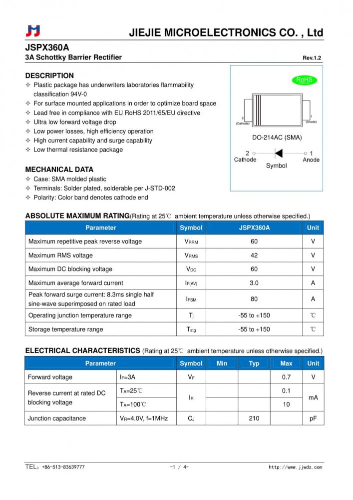 JSPX360A datasheet page 1