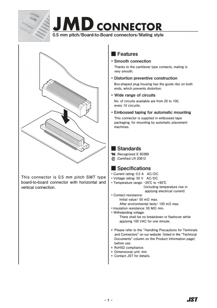 20PS-JMDSS-G-1-TF connector technical document, page 1