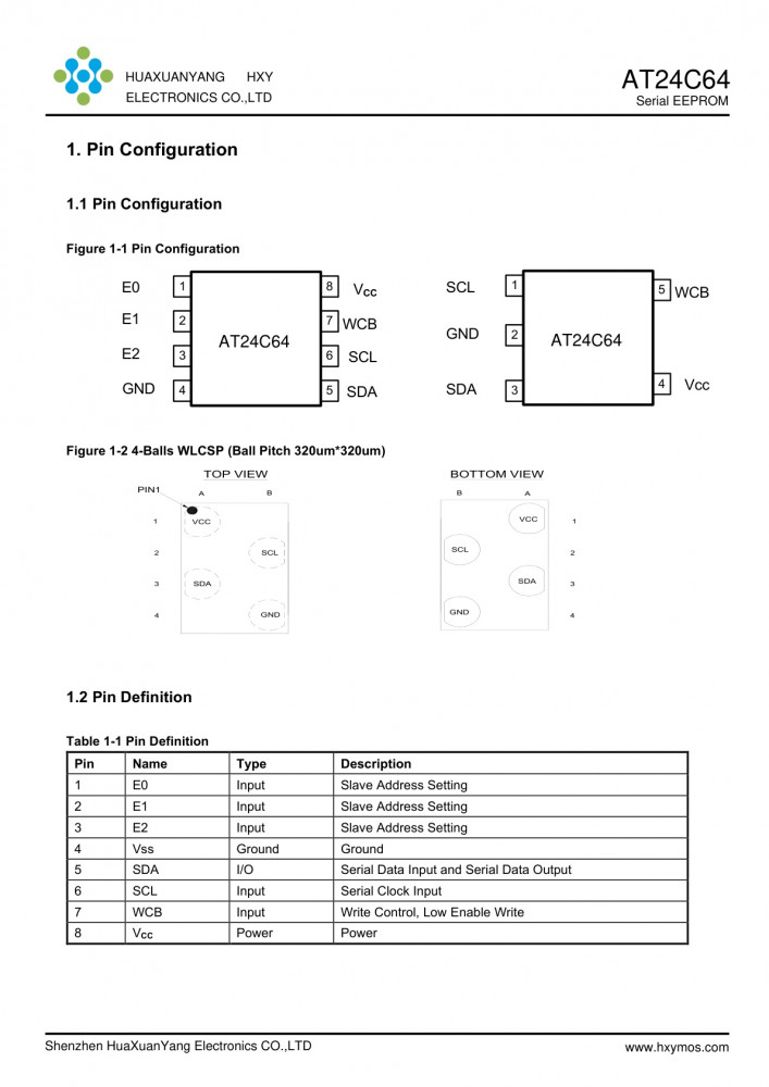 AT24C64-HXY datasheet page 2