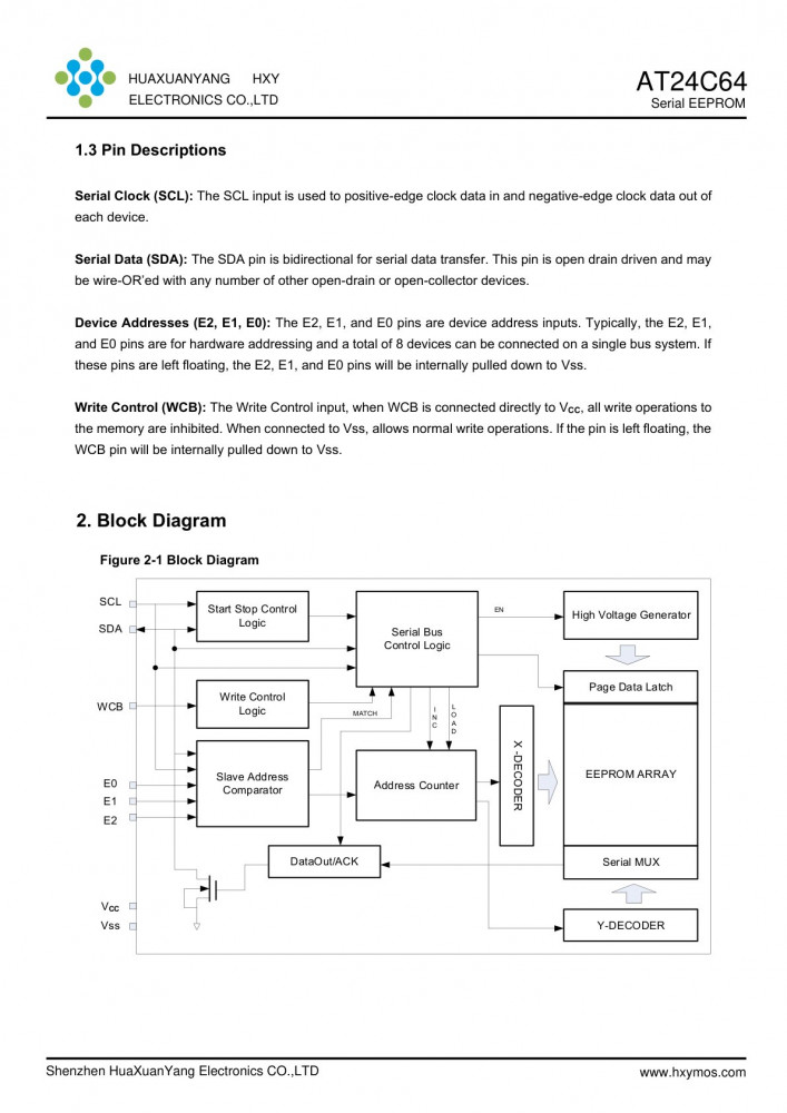 AT24C64-HXY datasheet page 3