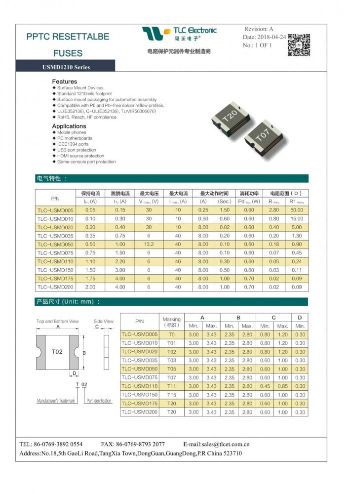 TLC Electronic USMD1210 series datasheet page 1