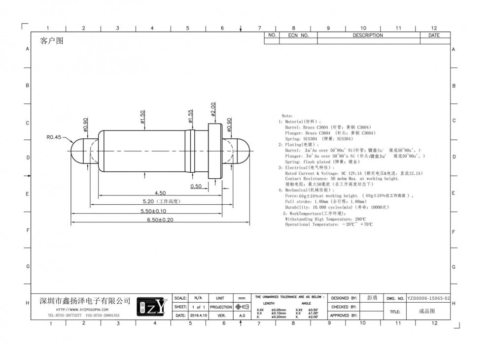 YZD0006-15065-02 specification page 3