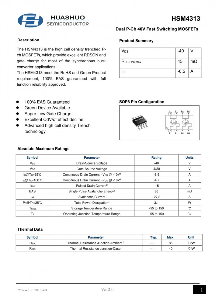 HSM4313 datasheet page 1