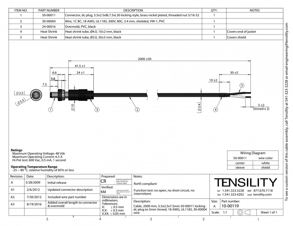Tensility International 10-00119 product drawing