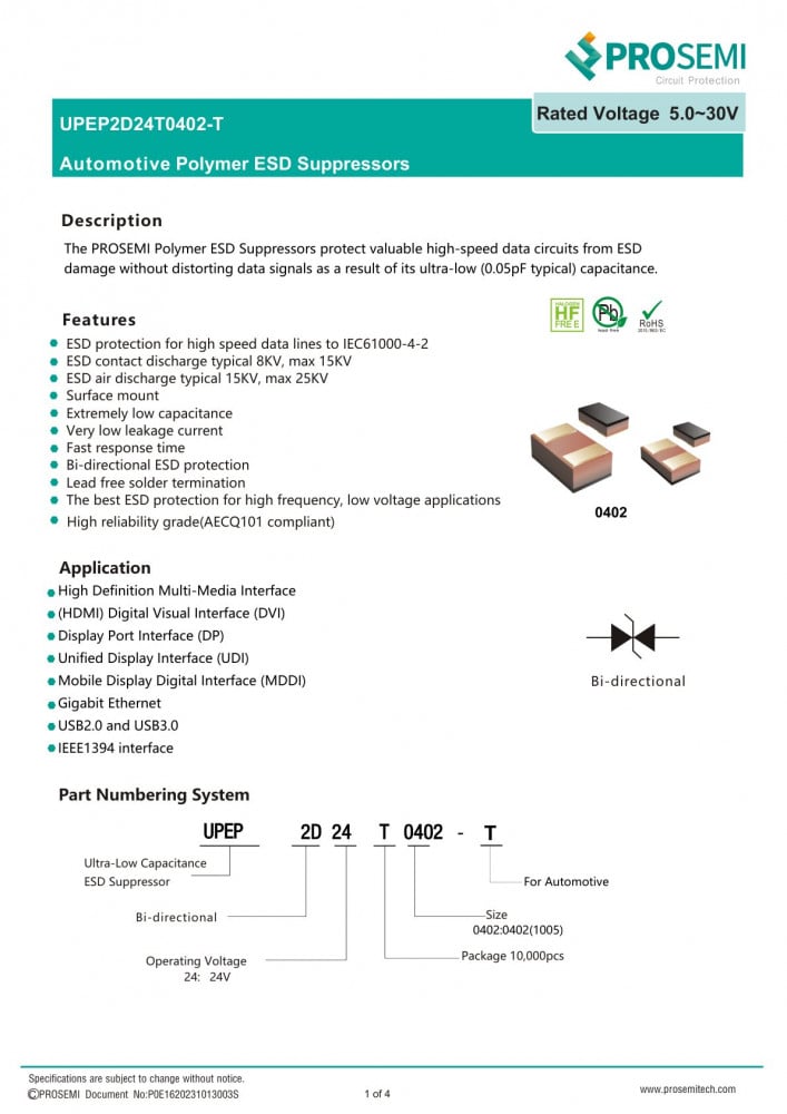 UPEP2D24T0402-T technical document page 1