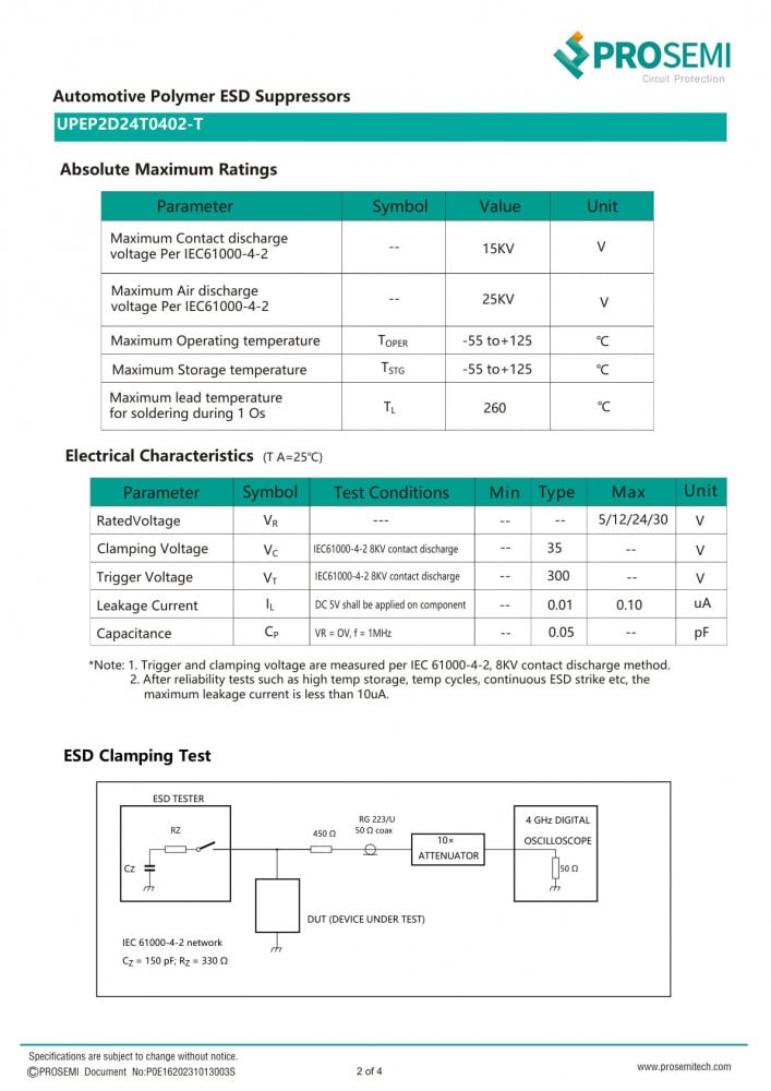 UPEP2D24T0402-T technical document page 2