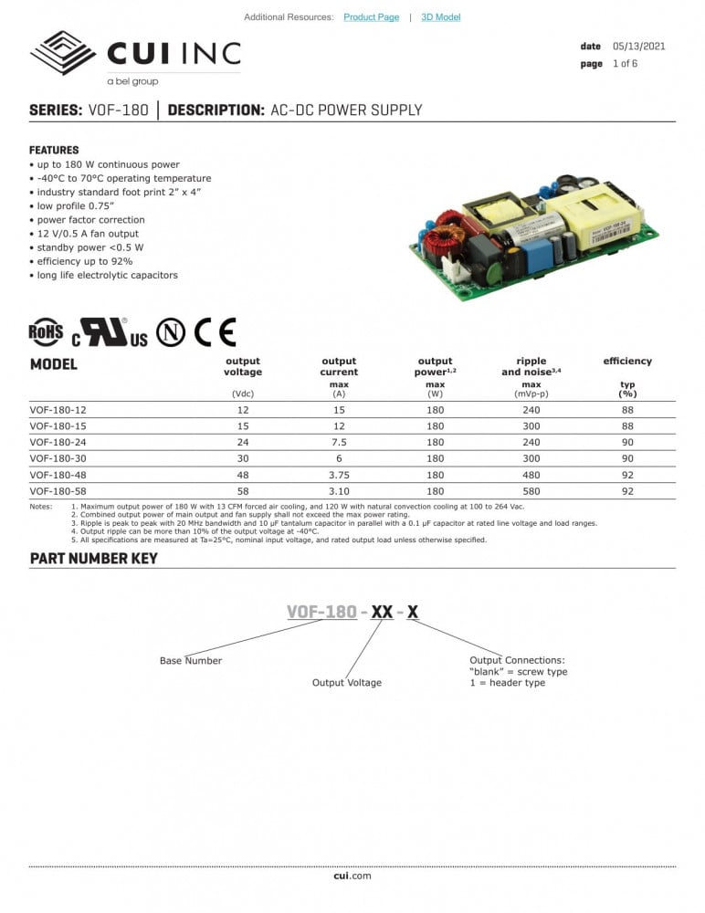 VOF-180-15 datasheet page 1