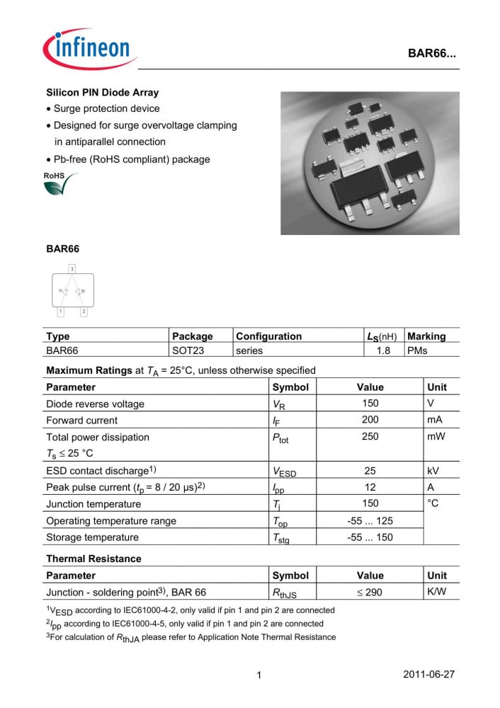 BAR66E6327 datasheet page 1