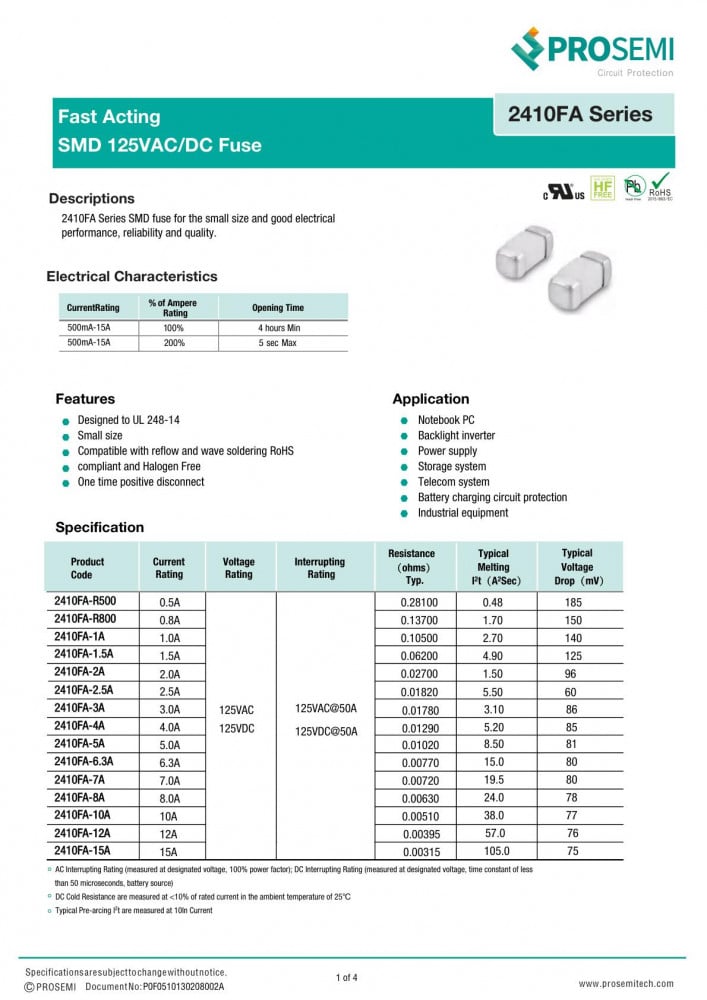 2410FA-1A datasheet page 1