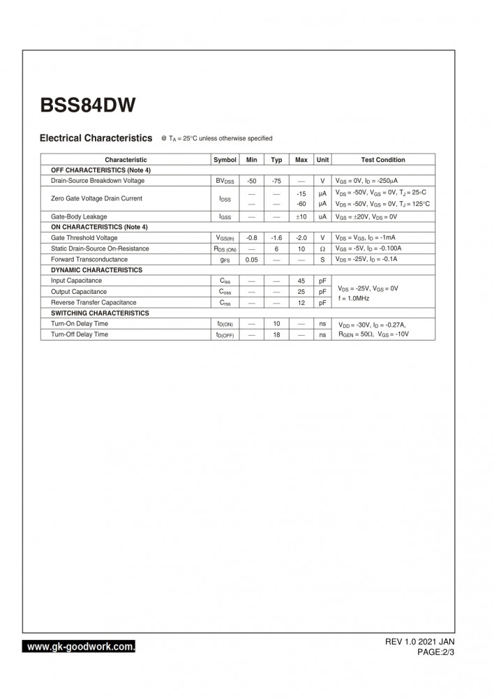 BSS84DW-GK datasheet page 2