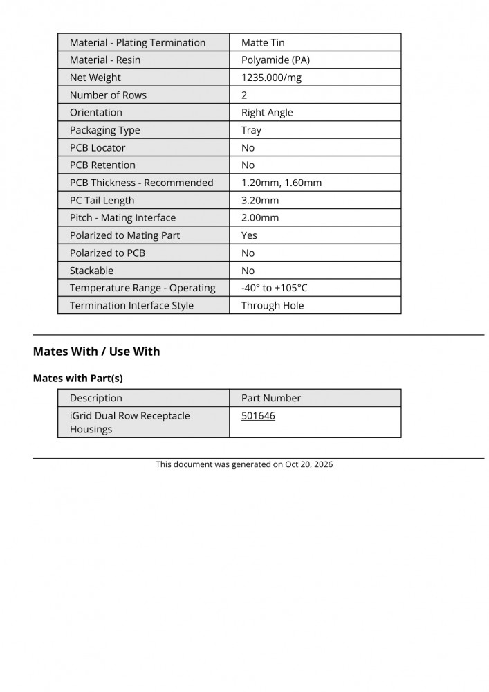 MOLEX 5018761441 technical document image, page 3