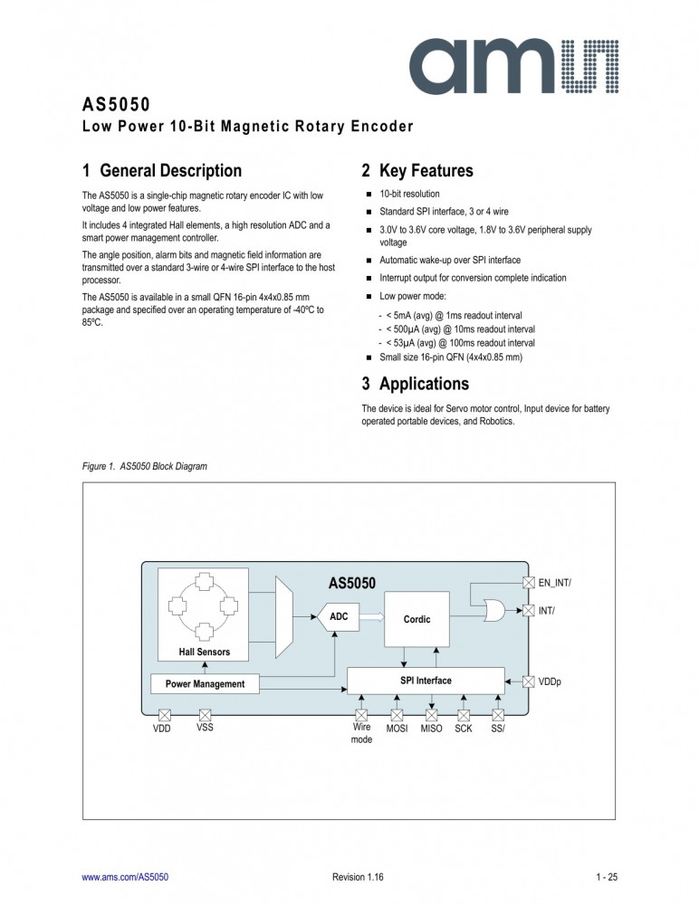 AS5050 datasheet page 1