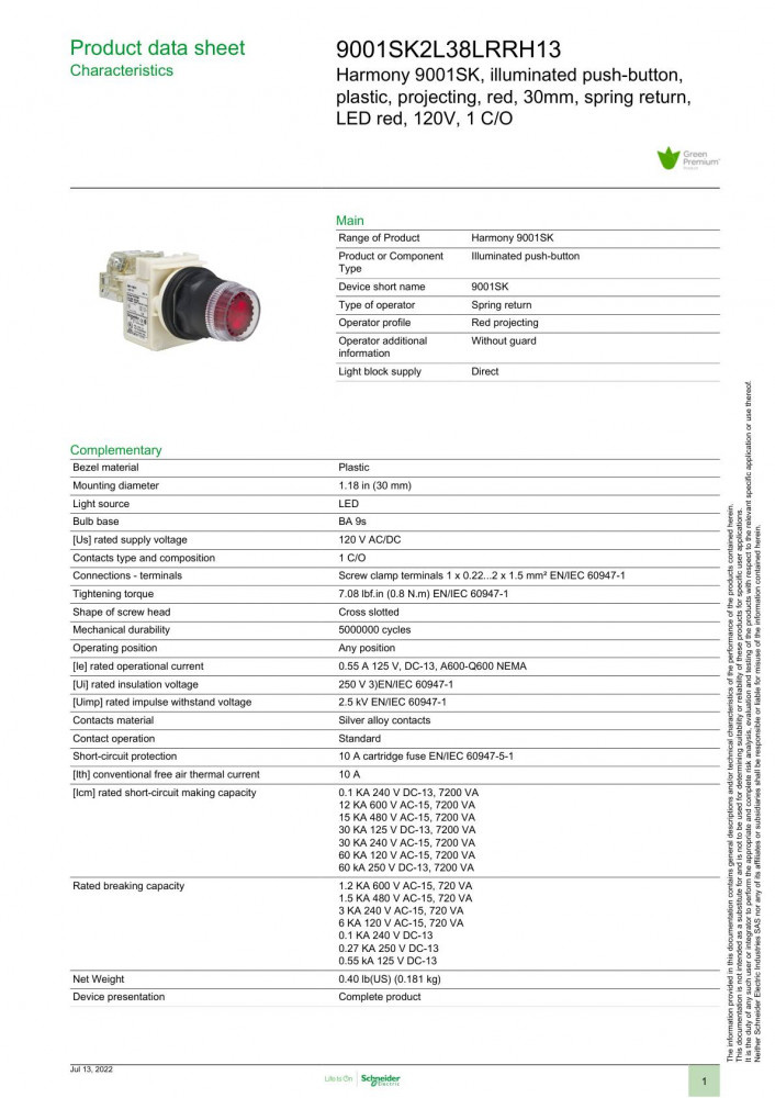 9001SK2L38LRRH13 technical document page 1