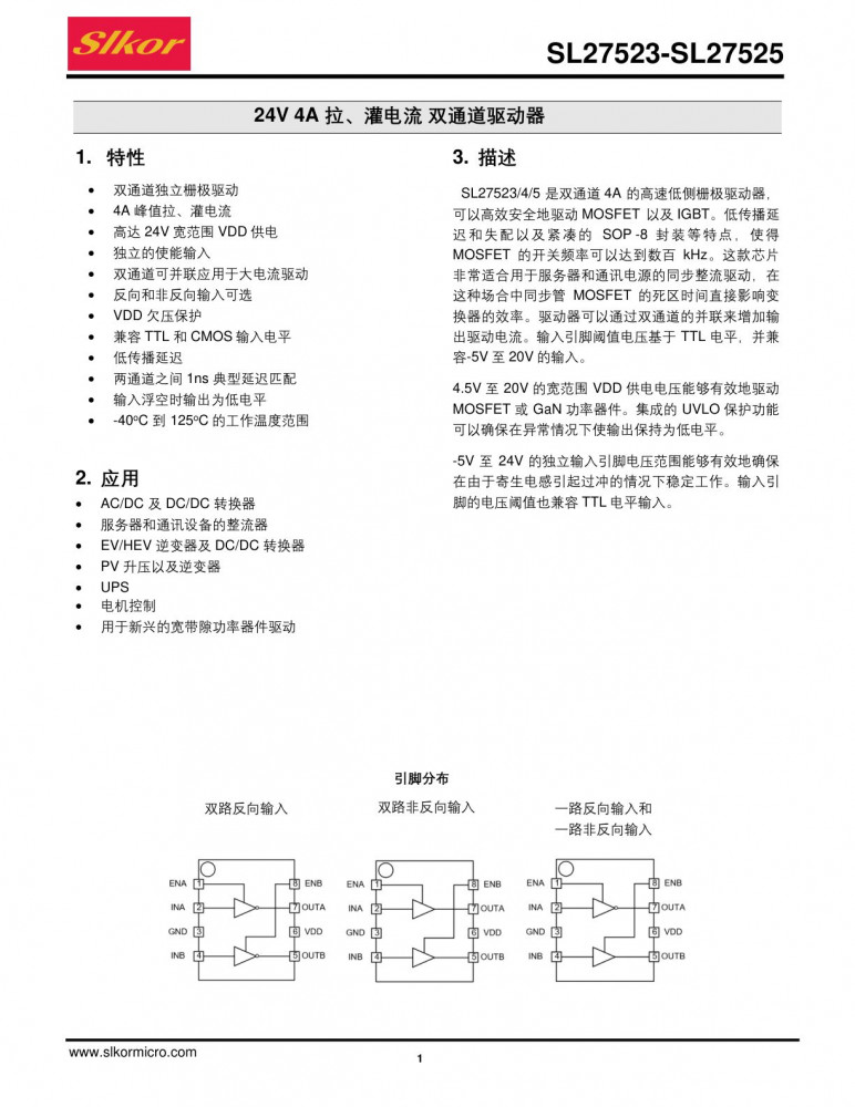 SL27525 datasheet page 1