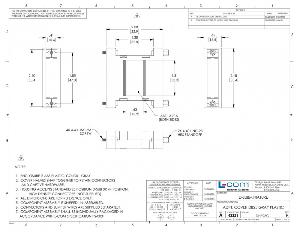 L-com DHP25G technical drawing preview