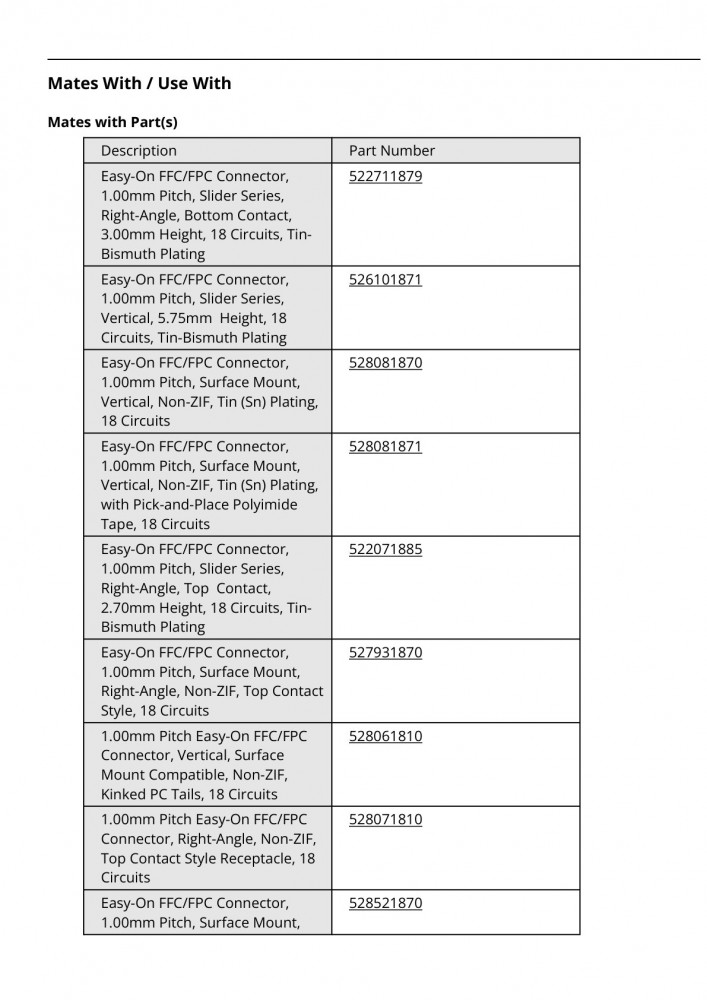 Molex FFC family specification, page 3
