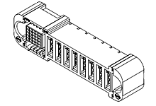 EXTreme Ten60Power Vertical Receptacle with Side Guides, 1 DC Power Circuit, 30 Signal Circuits, Press Fit Tail