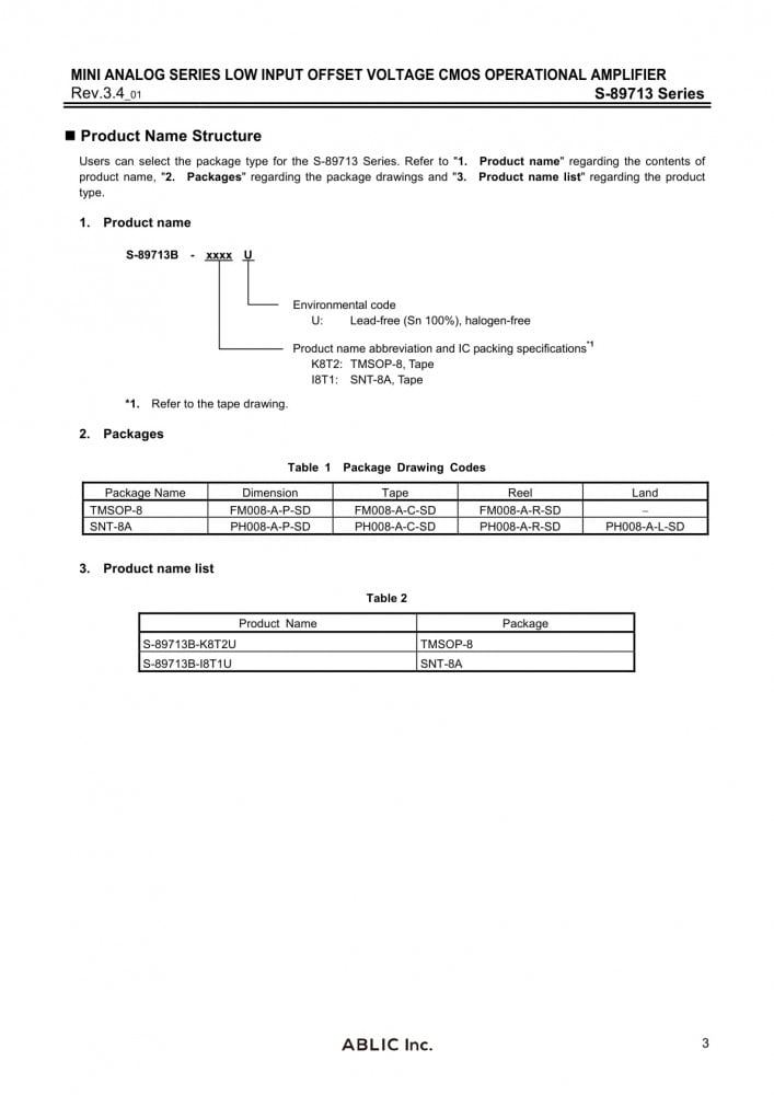 ABLIC S-89713 Series datasheet page 3