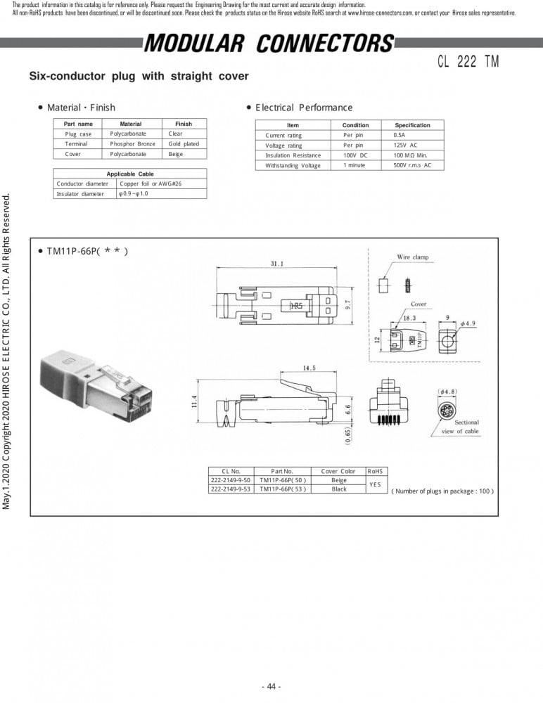 HRS TM11AP1-88P technical document page 1
