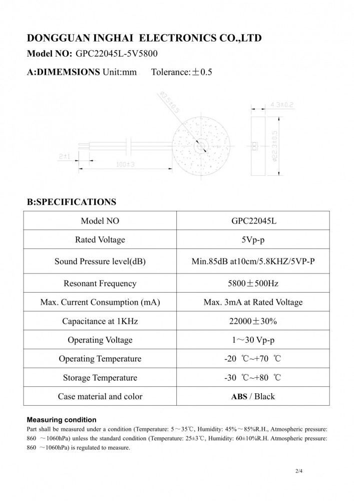 GPC22045L-5V5800 specification page 2